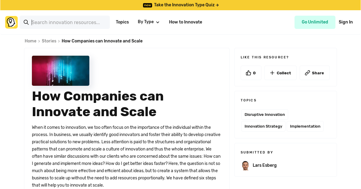 How Companies can Innovate and Scale