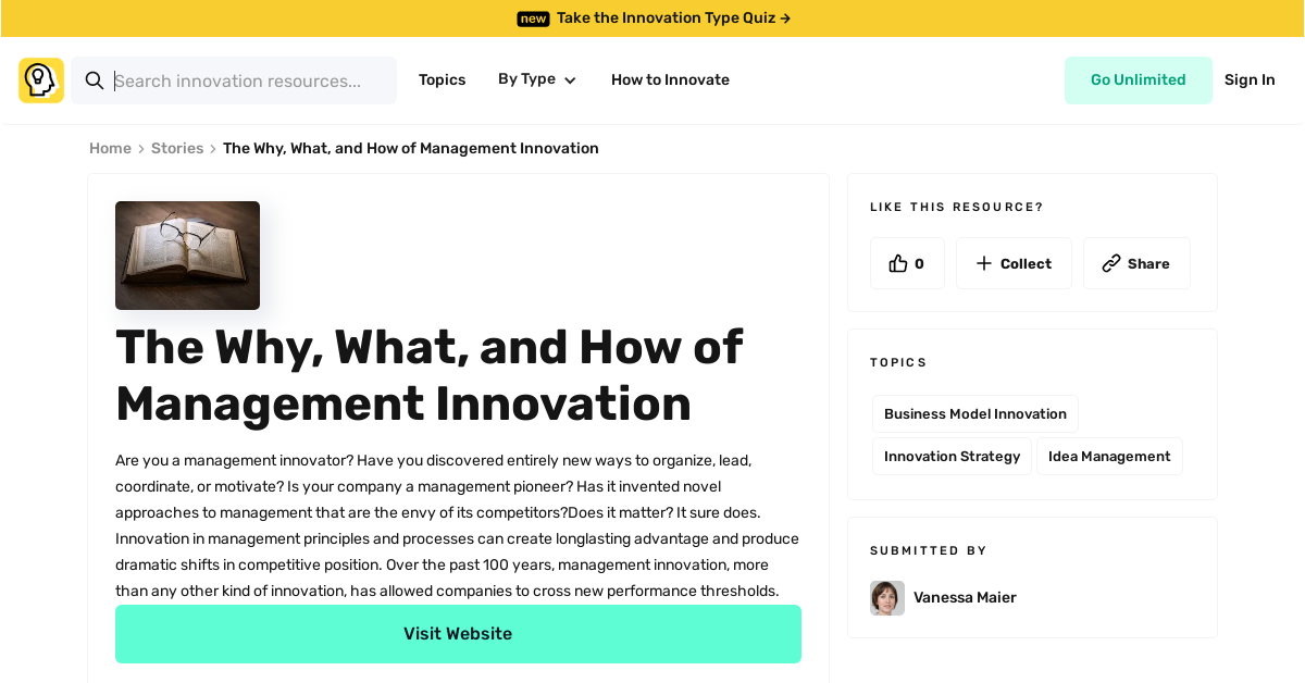 The Why, What, and How of Management Innovation