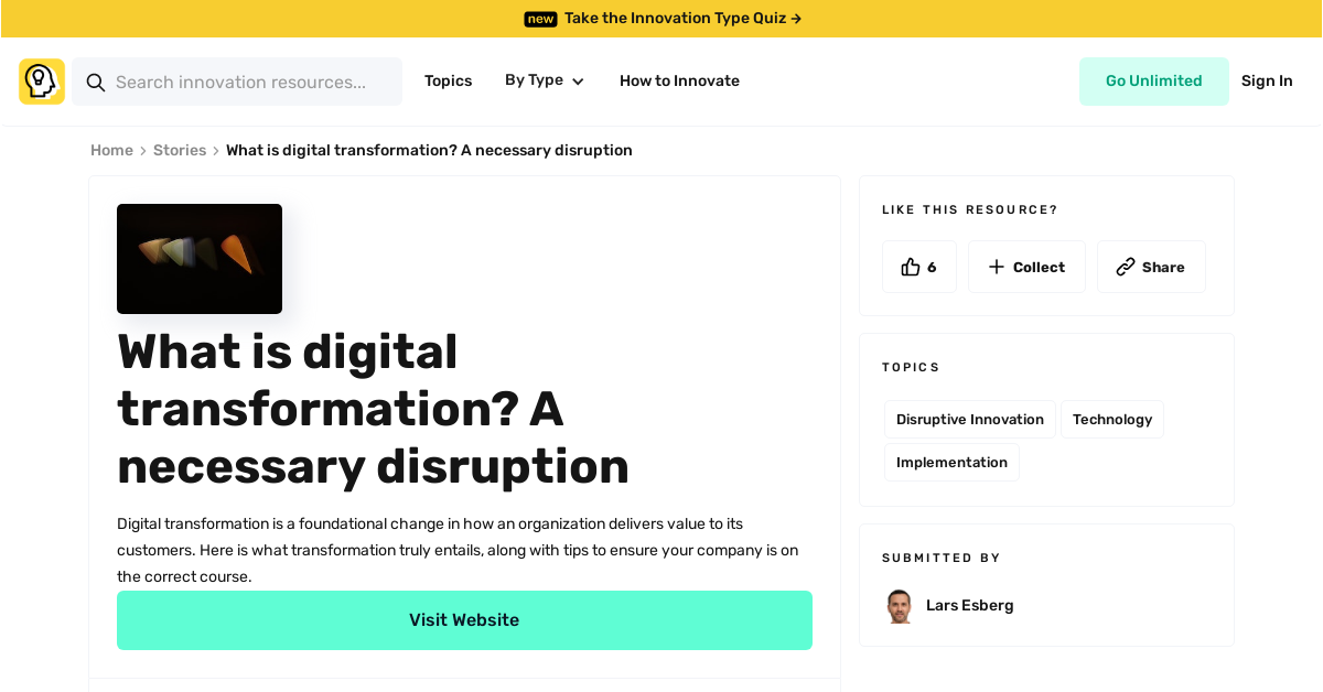 What is digital transformation? A necessary disruption