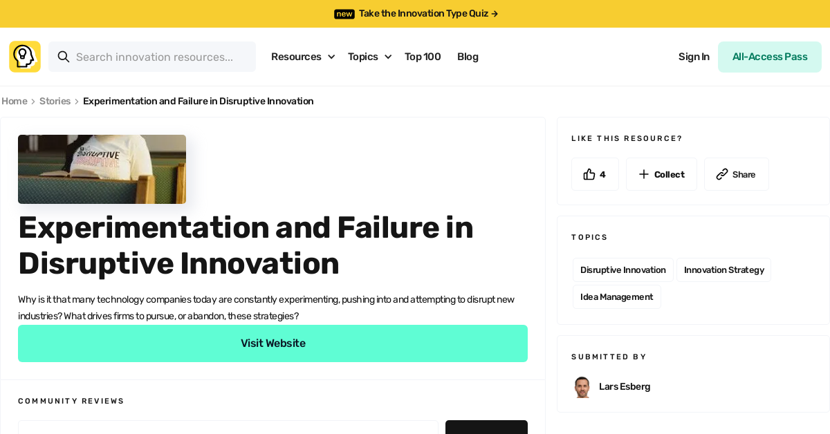Experimentation and Failure in Disruptive Innovation