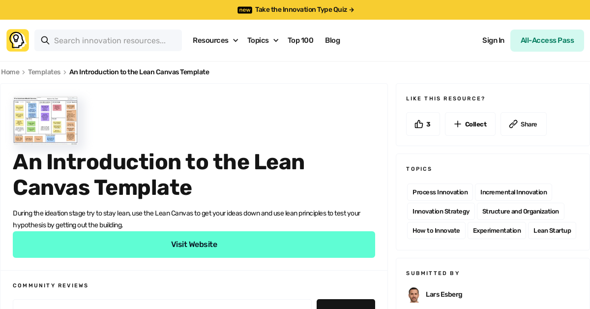 An Introduction to the Lean Canvas Template