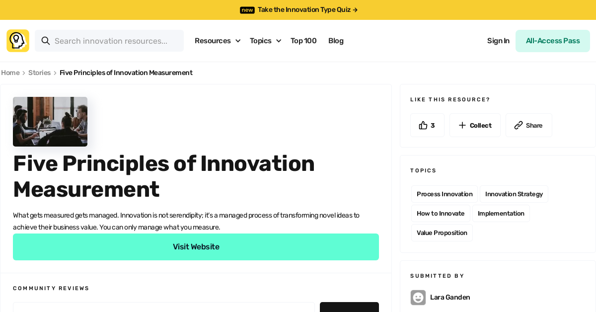 Five Principles of Innovation Measurement