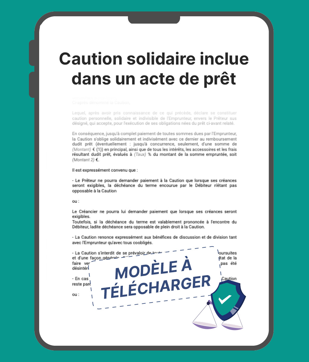 Caution solidaire inclue dans un acte de prêt : modèle à télécharger