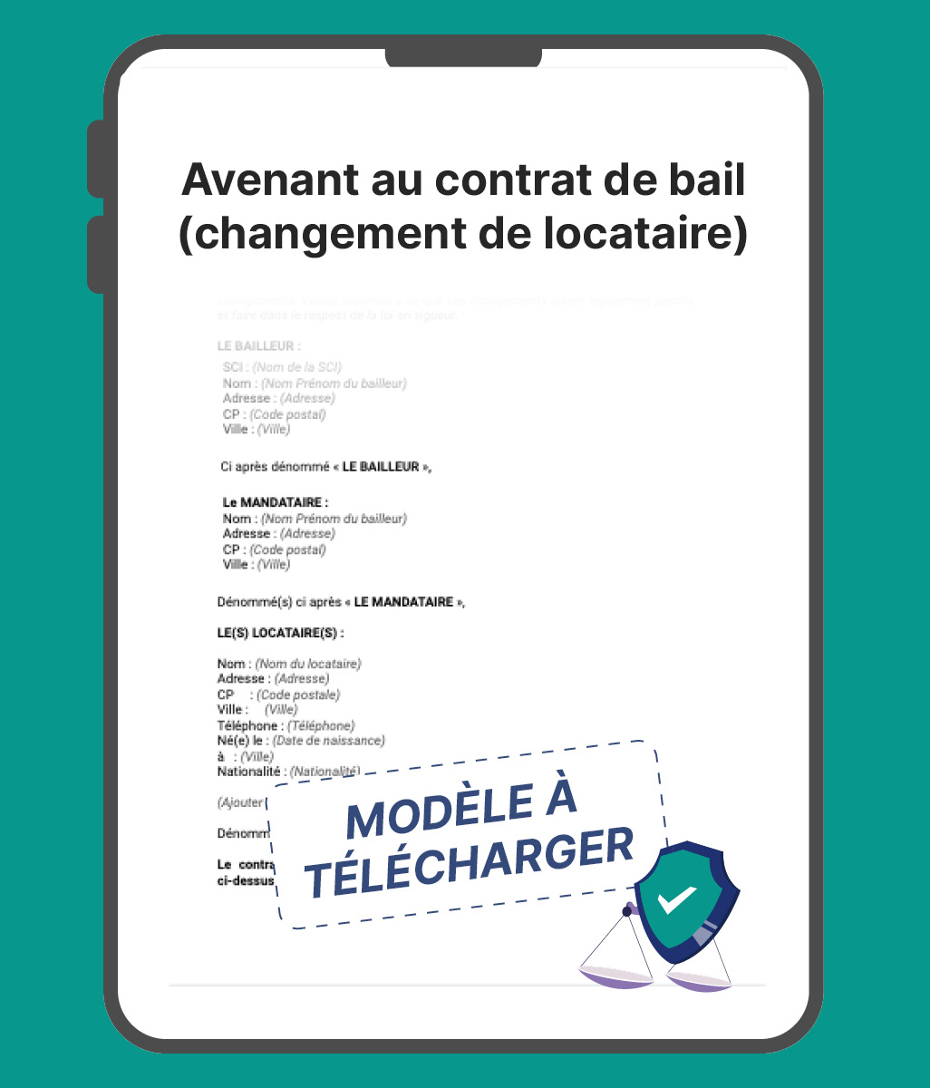 Avenant au contrat de bail (changement de locataire) : modèle gratuit