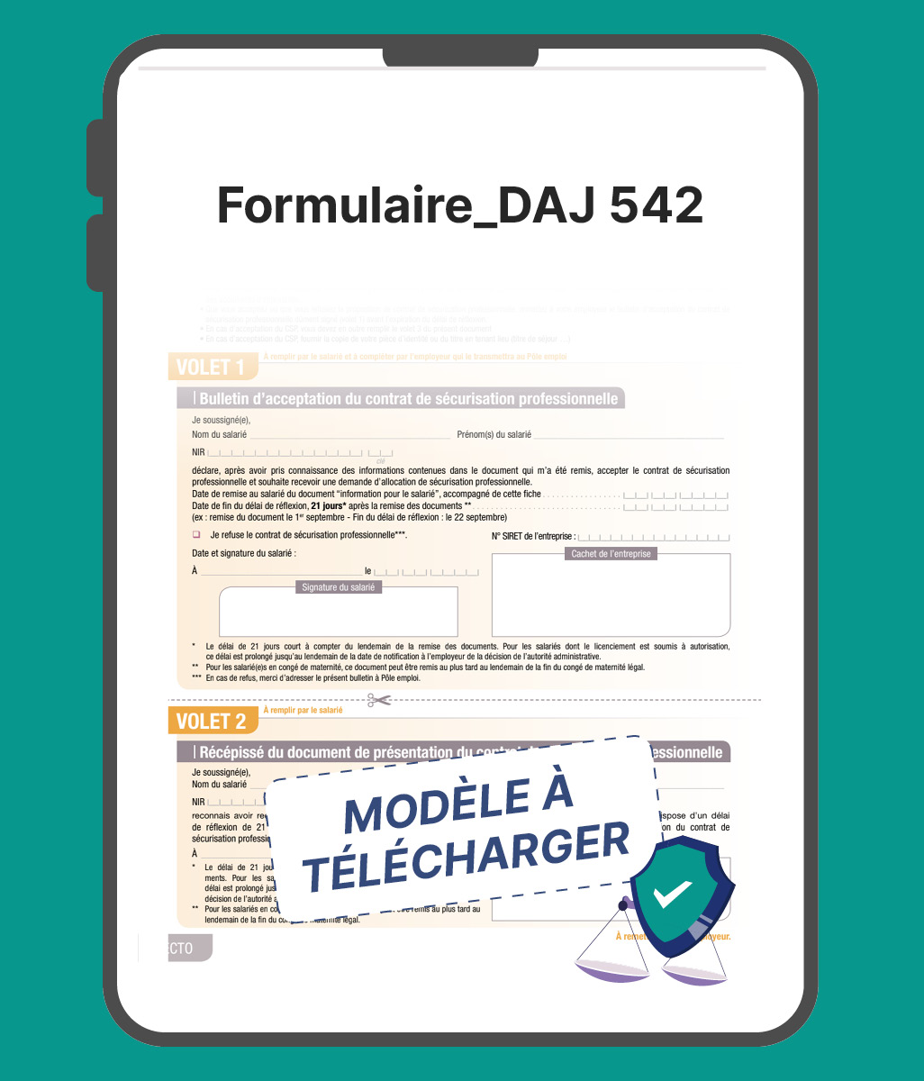 Formulaire_DAJ 542 : Le récépissé du document de présentation du CSP et un bulletin d ...