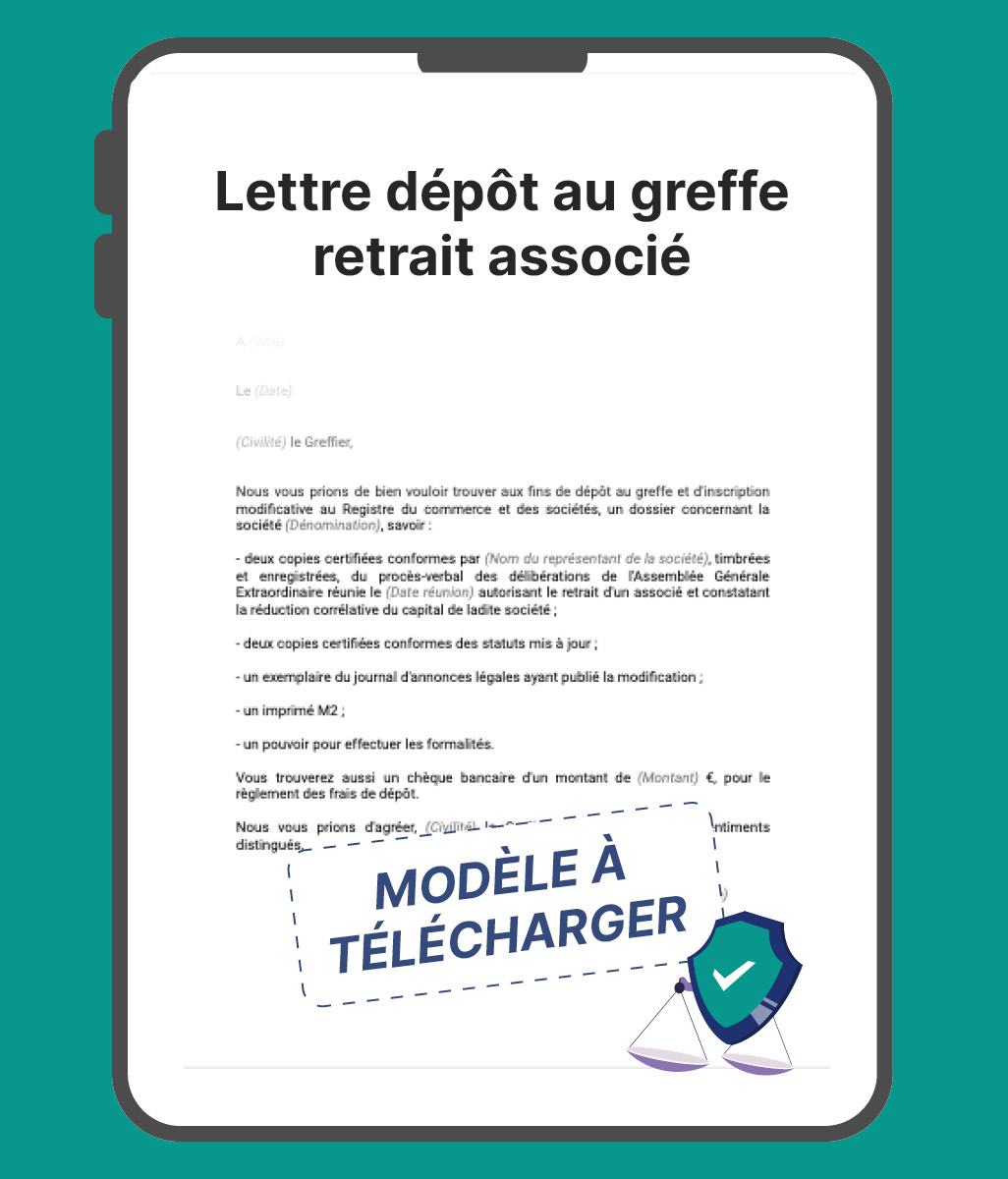 Lettre dépôt au greffe retrait associé : modèle à télécharger