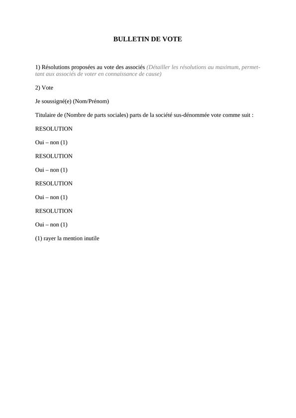 Bulletin de vote : modèle à télécharger (mis à jour pour 2023)