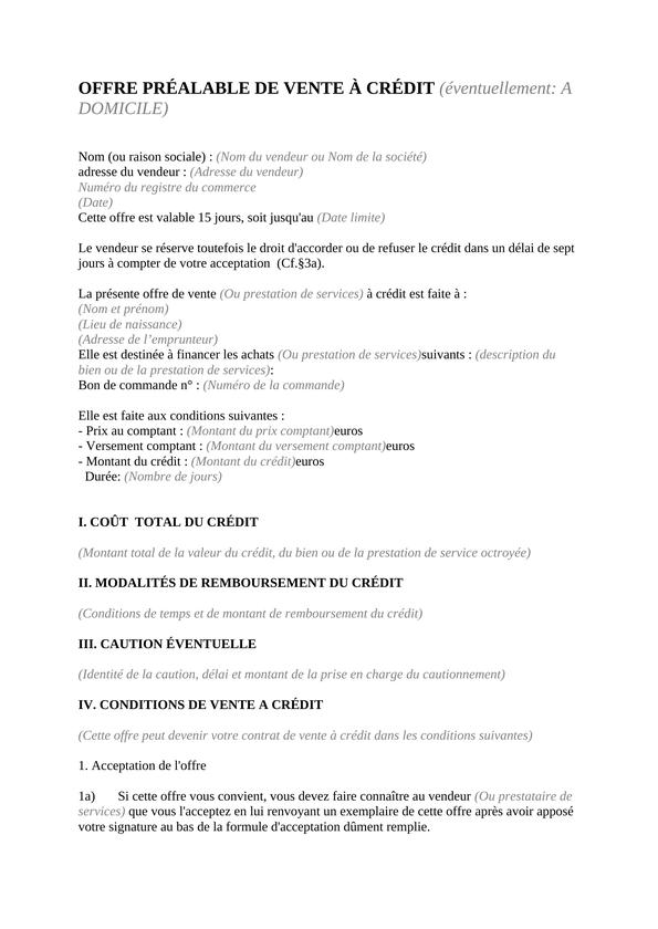Contrat de vente à crédit : modèle à télécharger (2024)