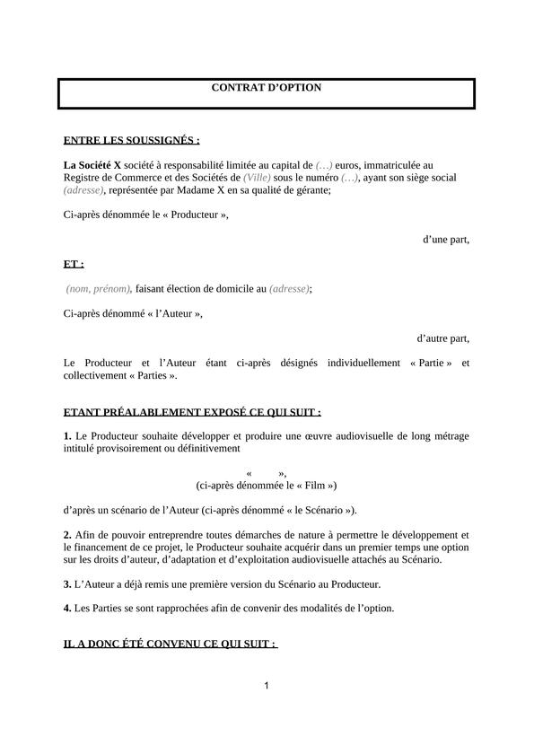 Contrat d'option : modèle à télécharger (mis à jour pour 2024)