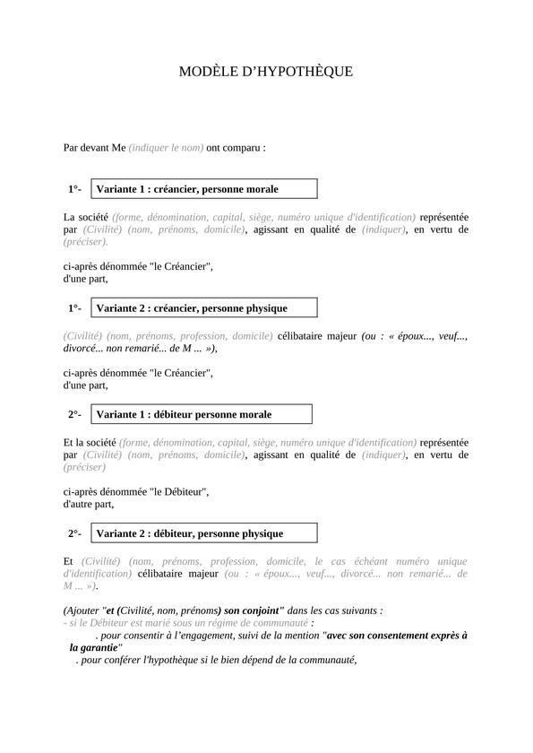 Hypothèque : modèle gratuit à télécharger (2024)