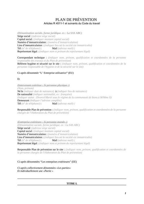 Plan de prévention : modèle à télécharger (mis à jour pour 2023)