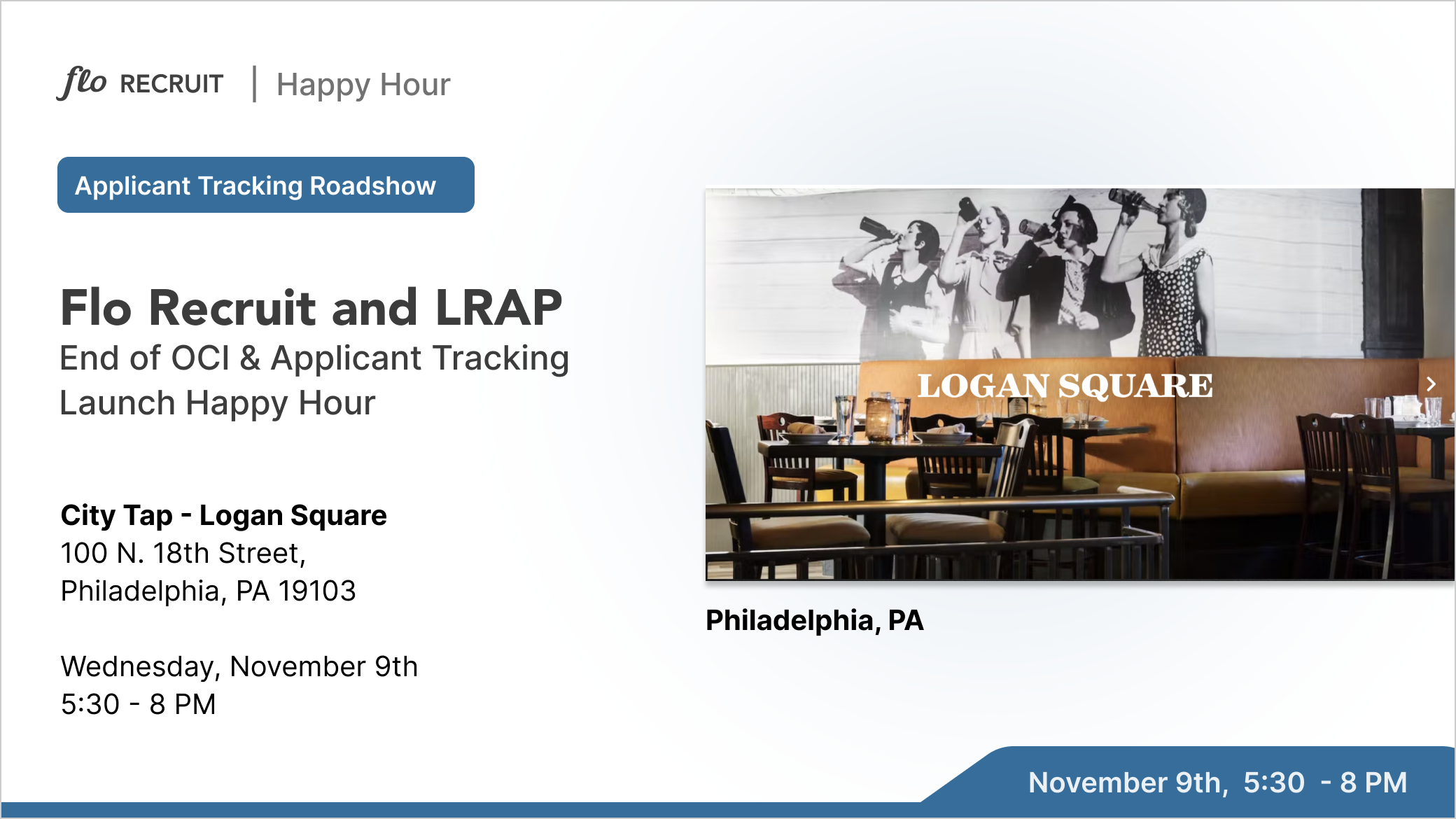 Flo Recruit and LRAP End of OCI & Applicant Tracking Launch Happy Hour