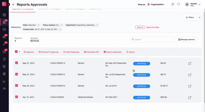 Powerful data export: Export your expense reports the way you want to