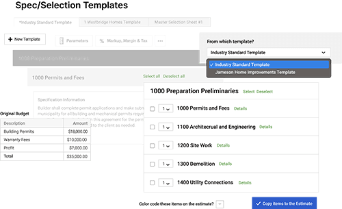 CoConstruct features for spec builders