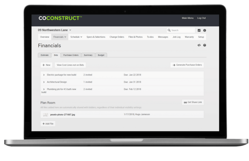 Construction bidding software features | CoConstruct | CoConstruct