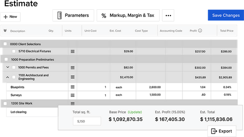 Construction estimating software features | CoConstruct | CoConstruct