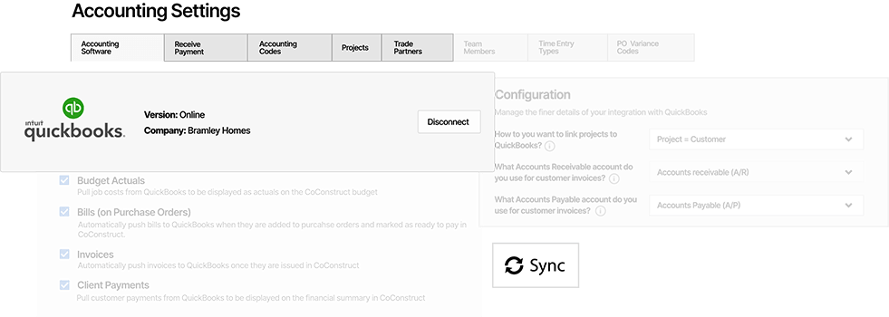 Construction accounting software integrations | CoConstruct | CoConstruct