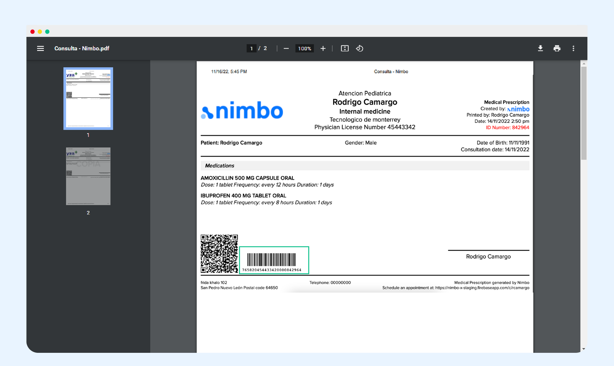 Código de barras en recetas médicas | Nimbo