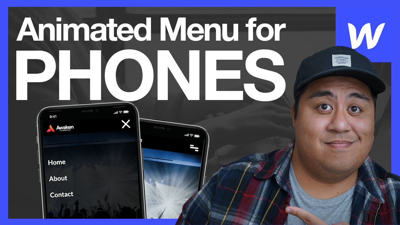 Make an Animated Mobile Menu with WEBFLOW | nocode.video