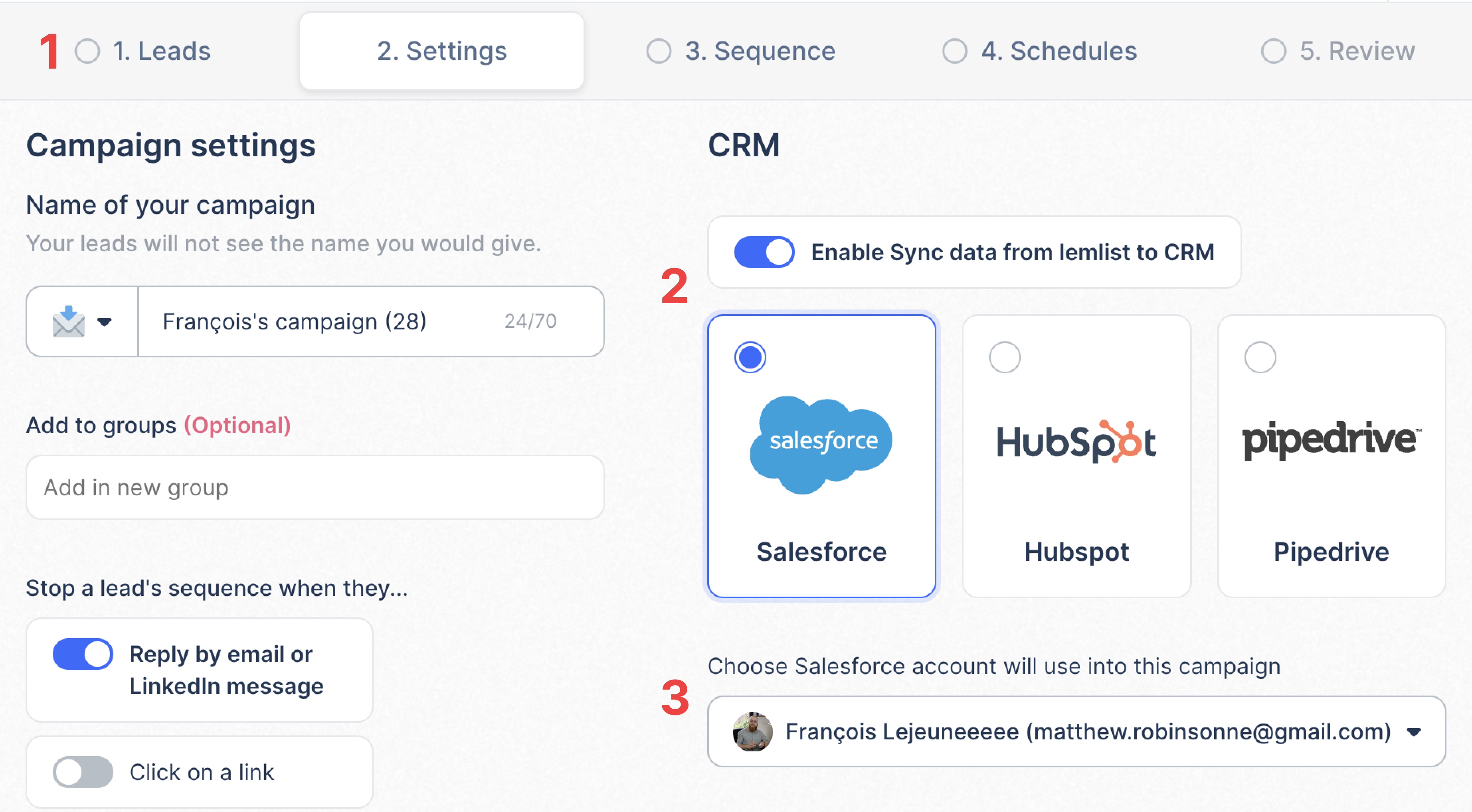 Automatically sync leads’ data between Salesforce & lemlist