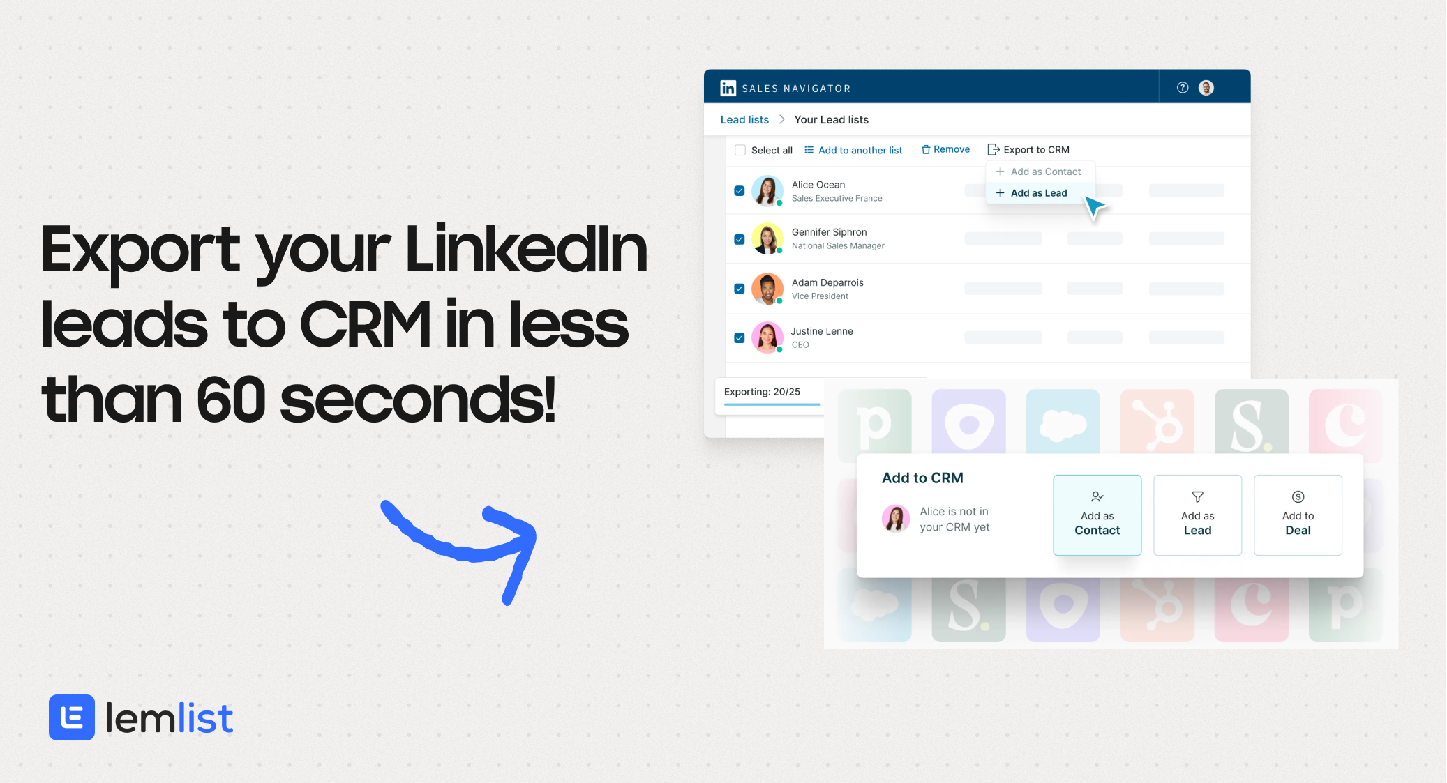 How to export LinkedIn leads directly to CRM, in seconds