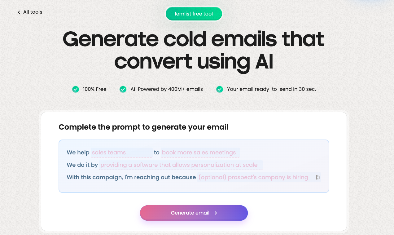 Free Cold Email Generator