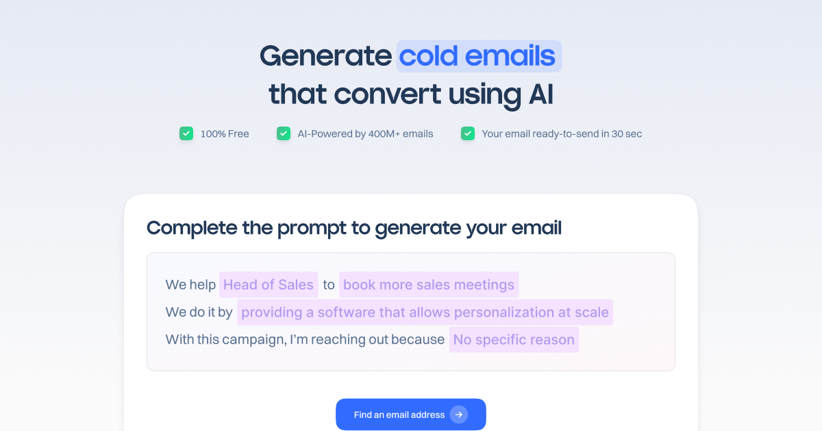 Free Cold Email Generator