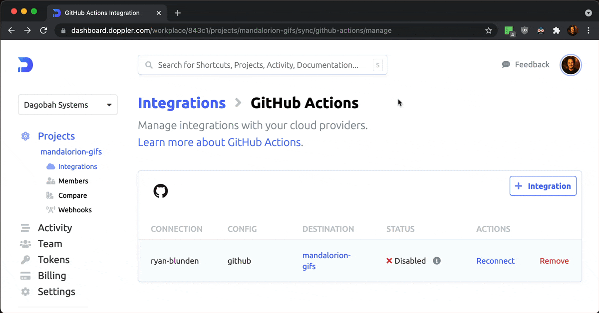 Doppler: Reconnect Integrations