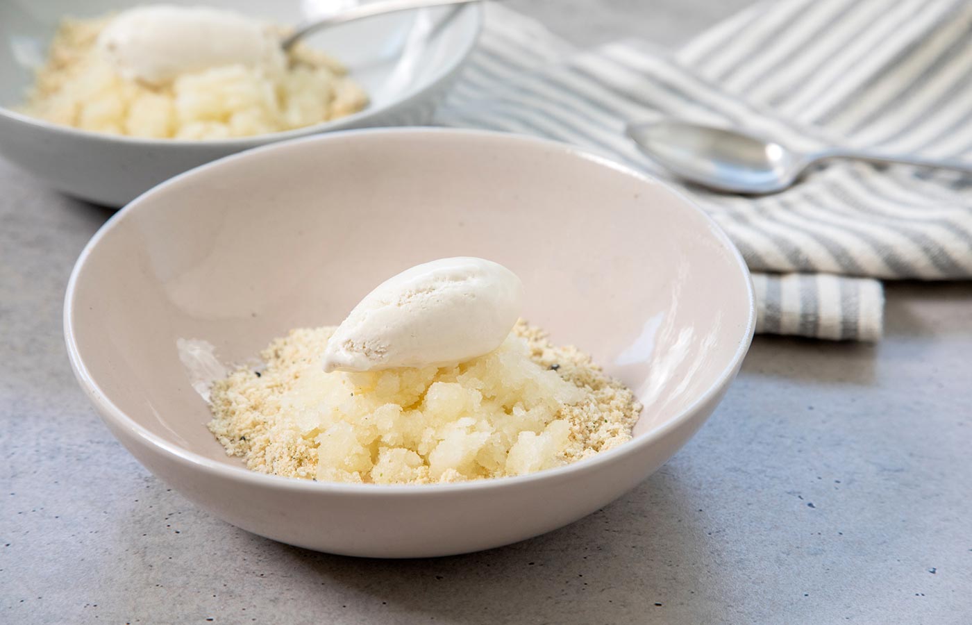 Pine Lime Granita with Coconut Ice Cream