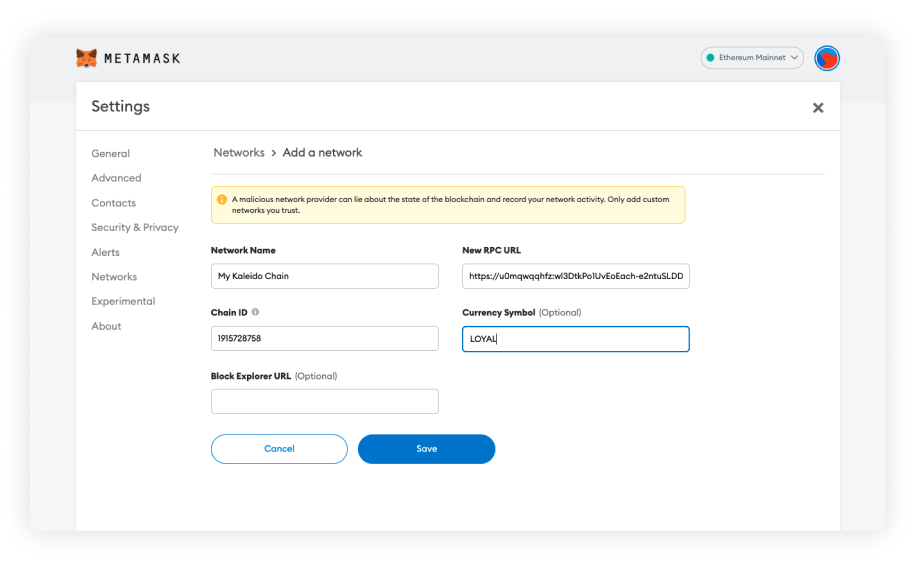 Build with MetaMask on Kaleido's Blockchain Platform