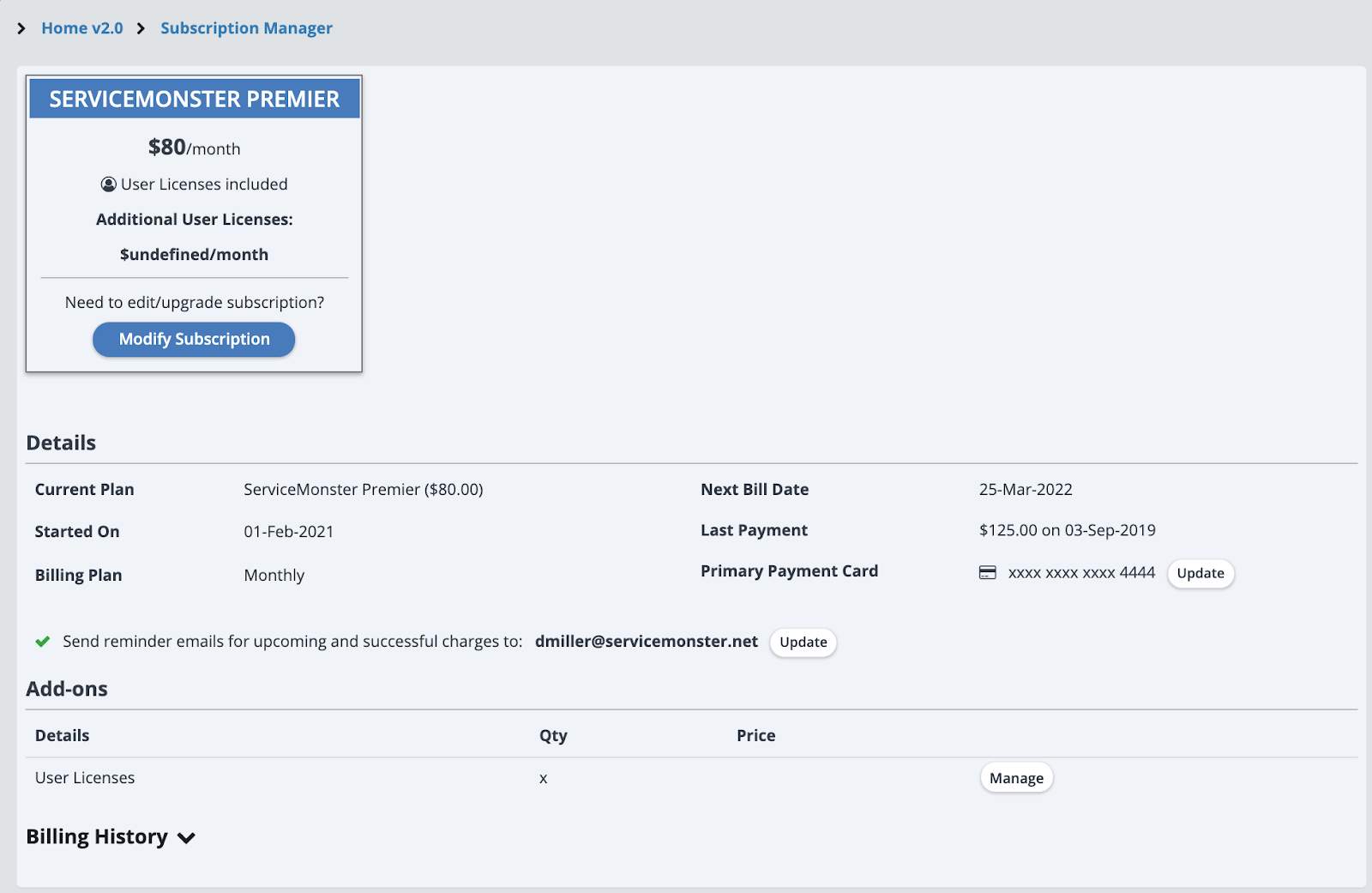 Subscription Homepage | ServiceMonster Help