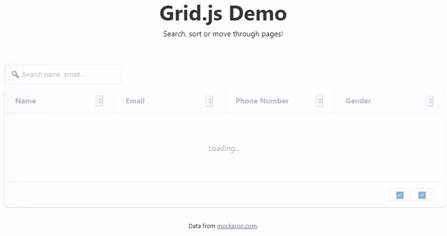 Create next-gen HTML tables with Grid.js. 😎