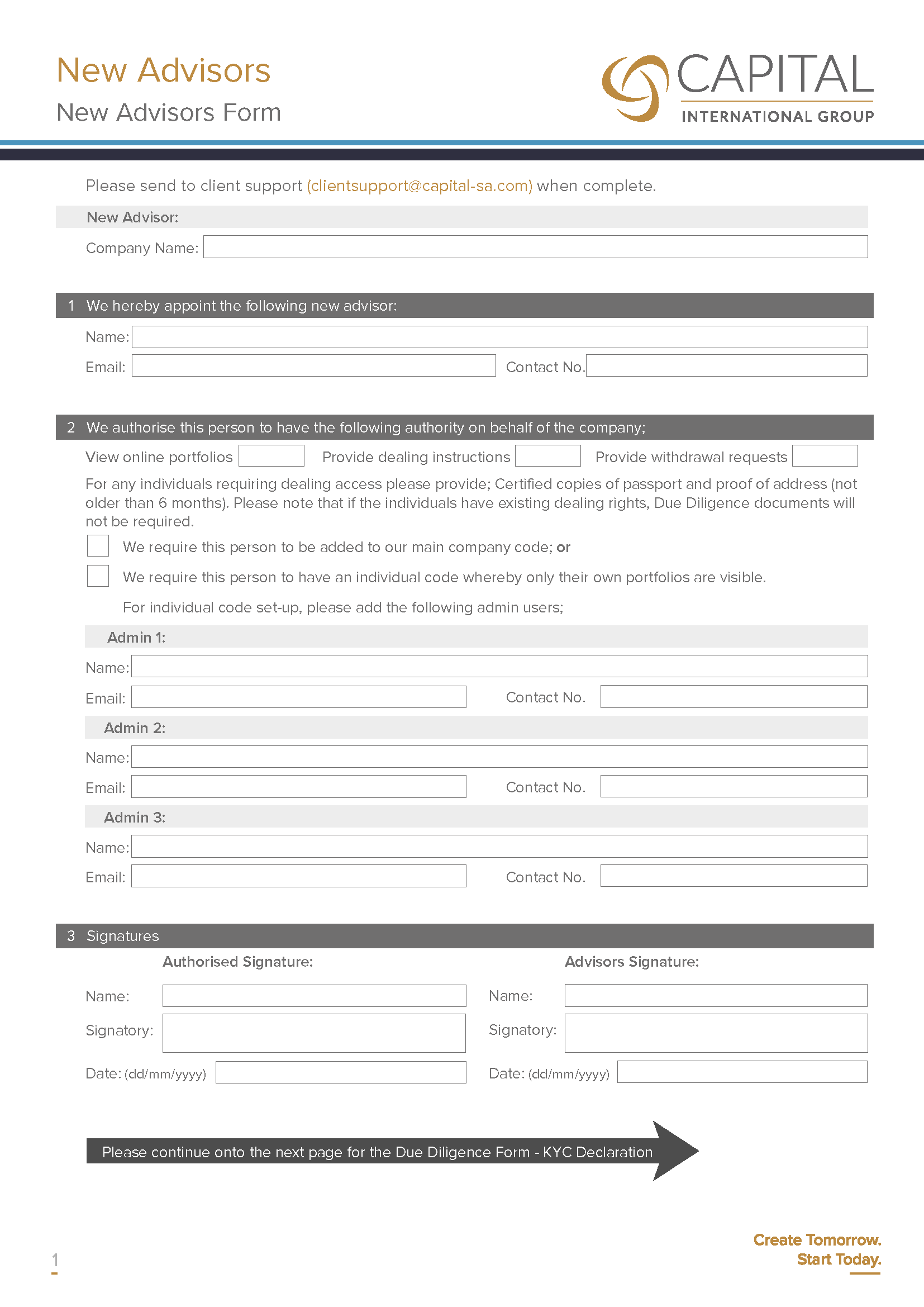 New Advisors Form - Capital International Group