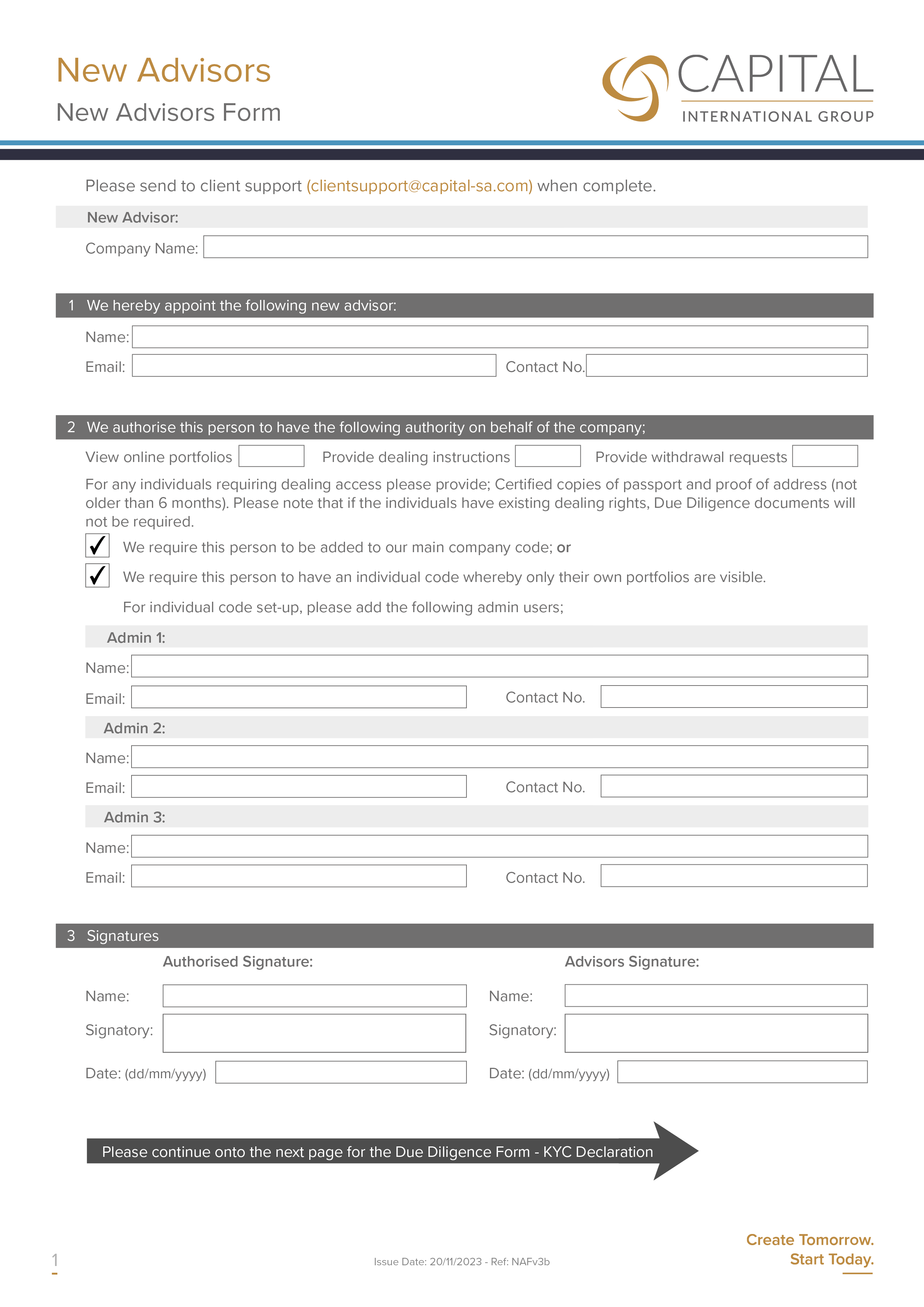 New Advisors Form | Resources | Capital International Group