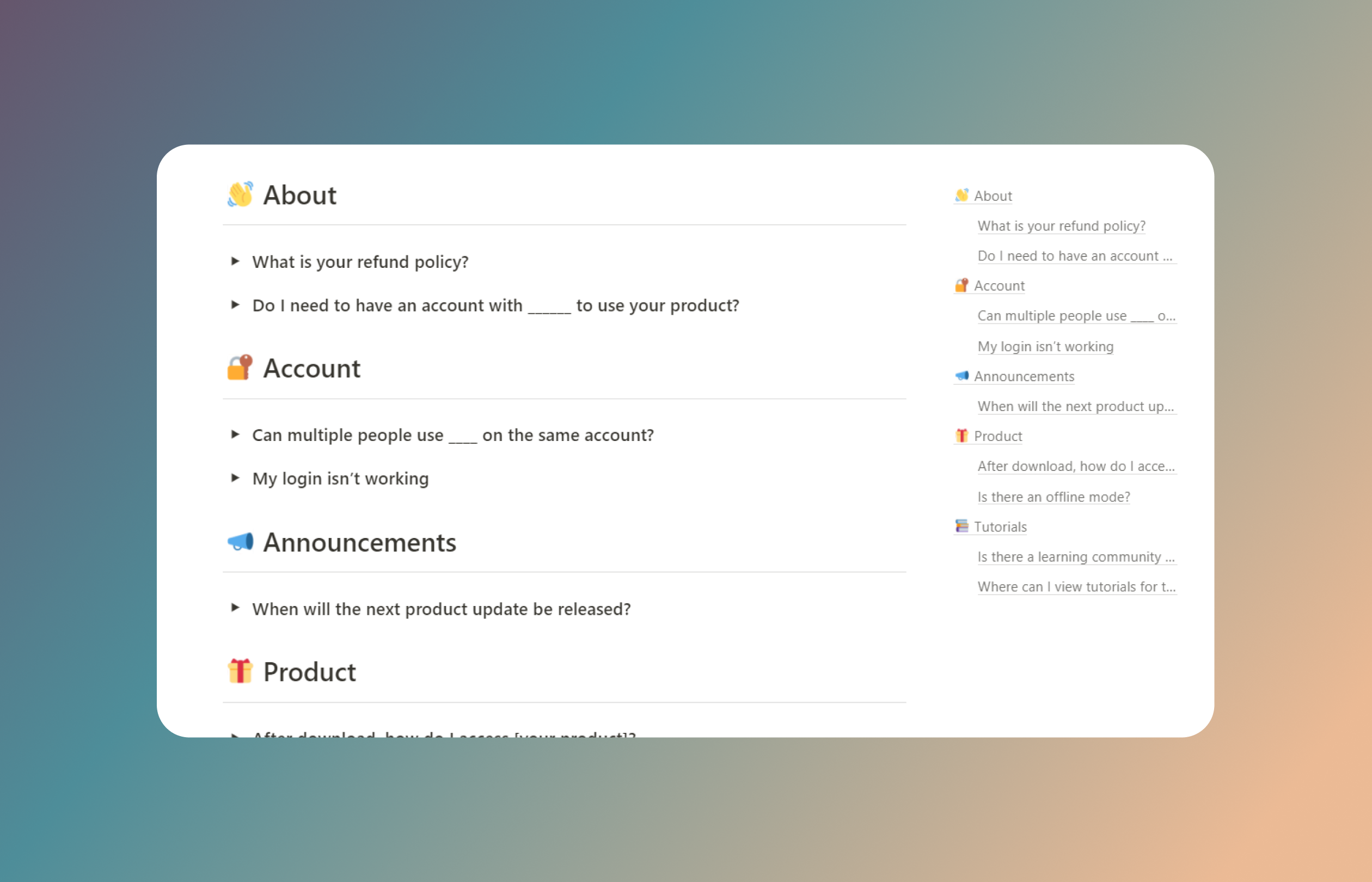Notion FAQs Template: Simple List + Publishable Page (2023) | Landmark Labs