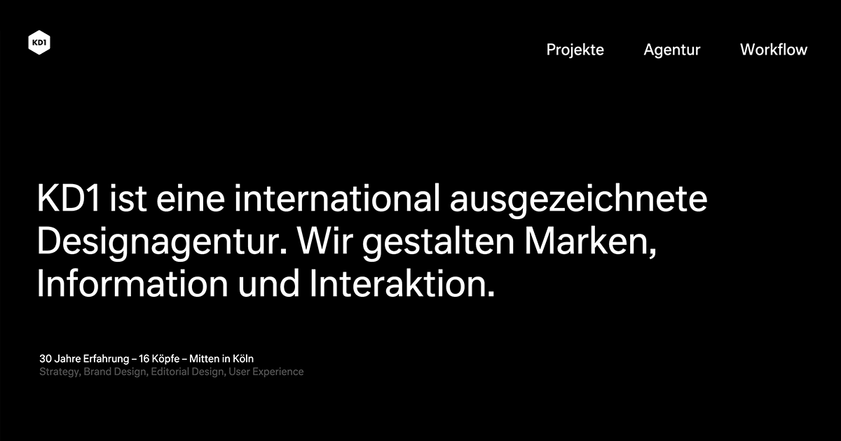 KD1 Designagentur — Strategy, Brand, Editorial, UX