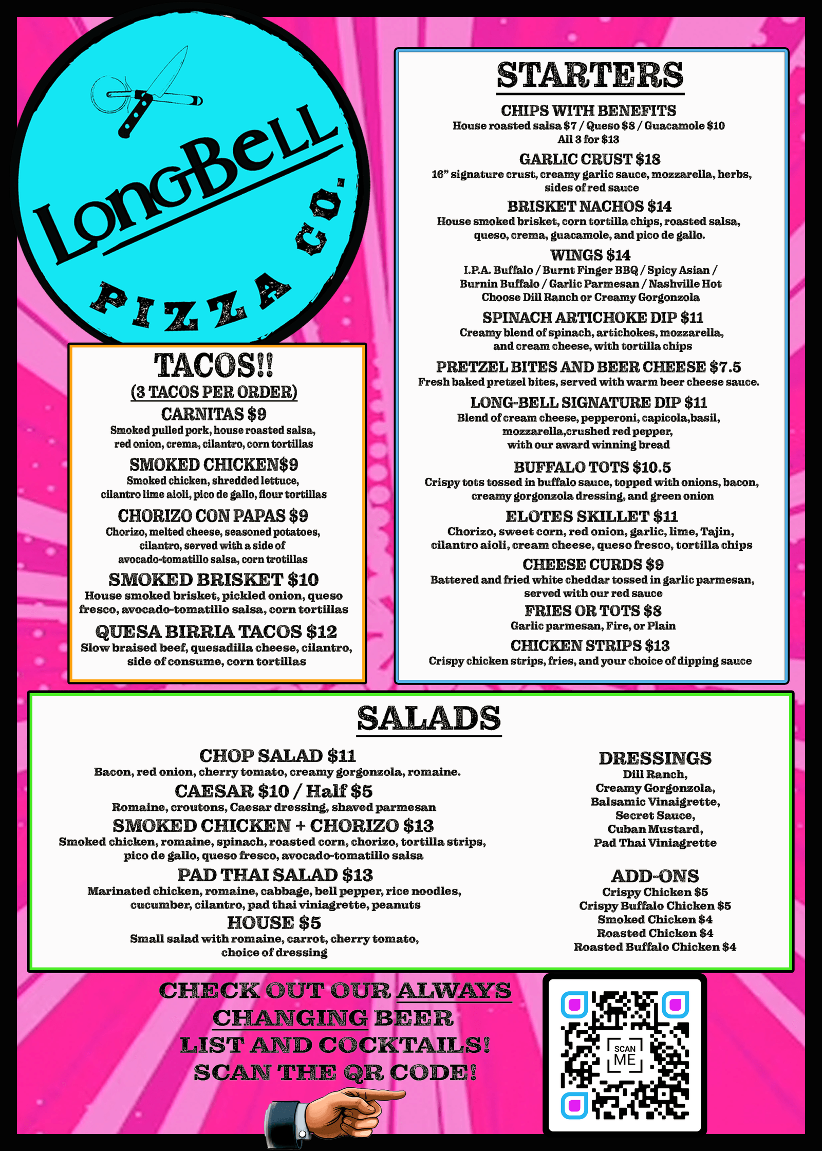 Menu | Long-Bell Pizza Co | Kansas City Style Pizzas