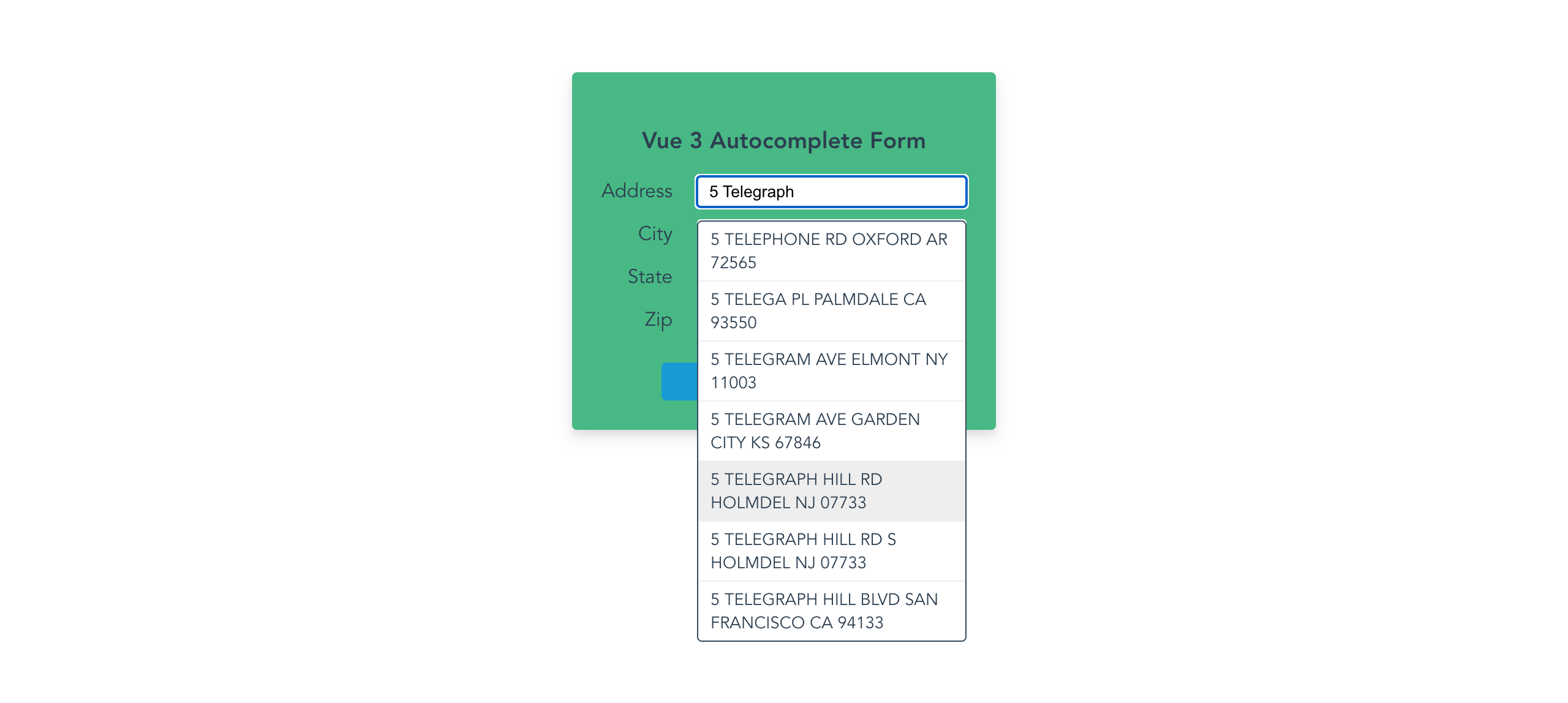 Address Form Autocomplete with Vue 3 and Lob