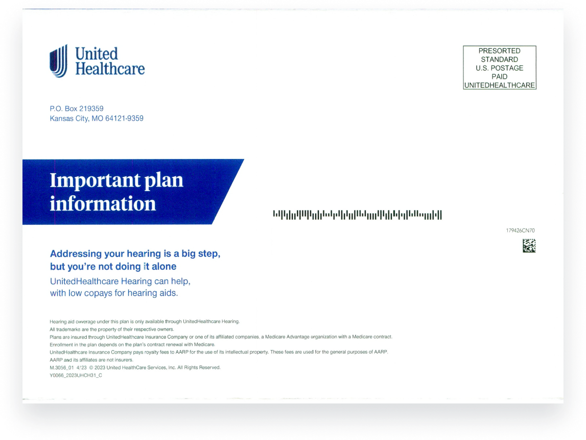 UnitedHealthcare Hearing, Best Direct Mail Campaigns - Lob