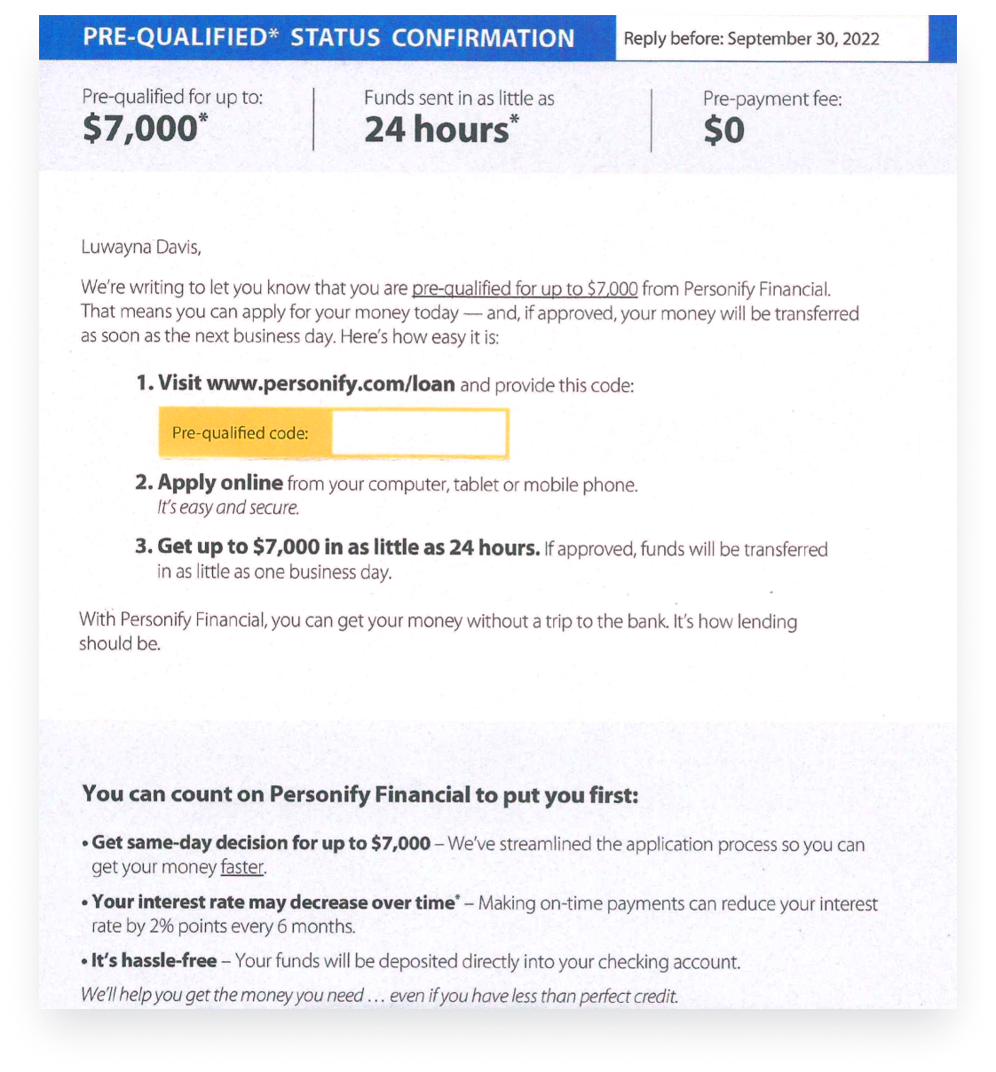 Personify Financial, Best Direct Mail Campaigns - Lob