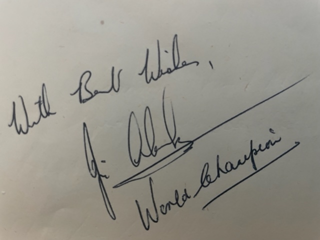 Jim Clark - World Champion autograph Excellent Jim Clark autograph ...