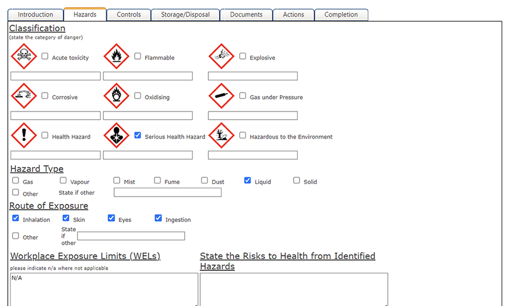 COSHH - H&S Management Module from EOA Systems
