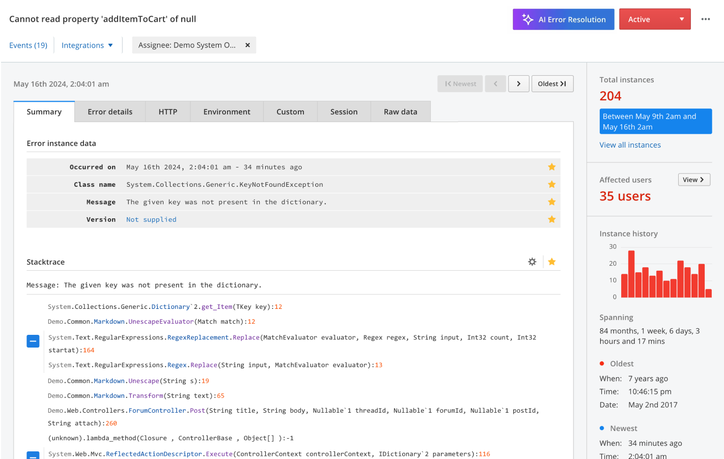 Raygun - Error Tracking & Crash Reporting Software