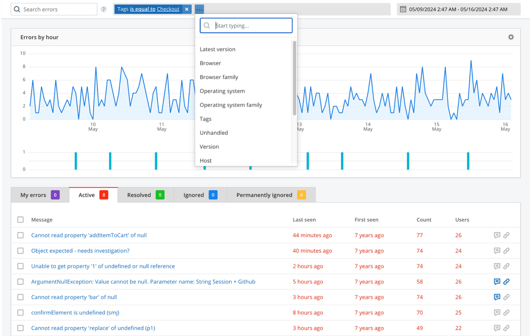 Raygun - Error Tracking & Crash Reporting Software