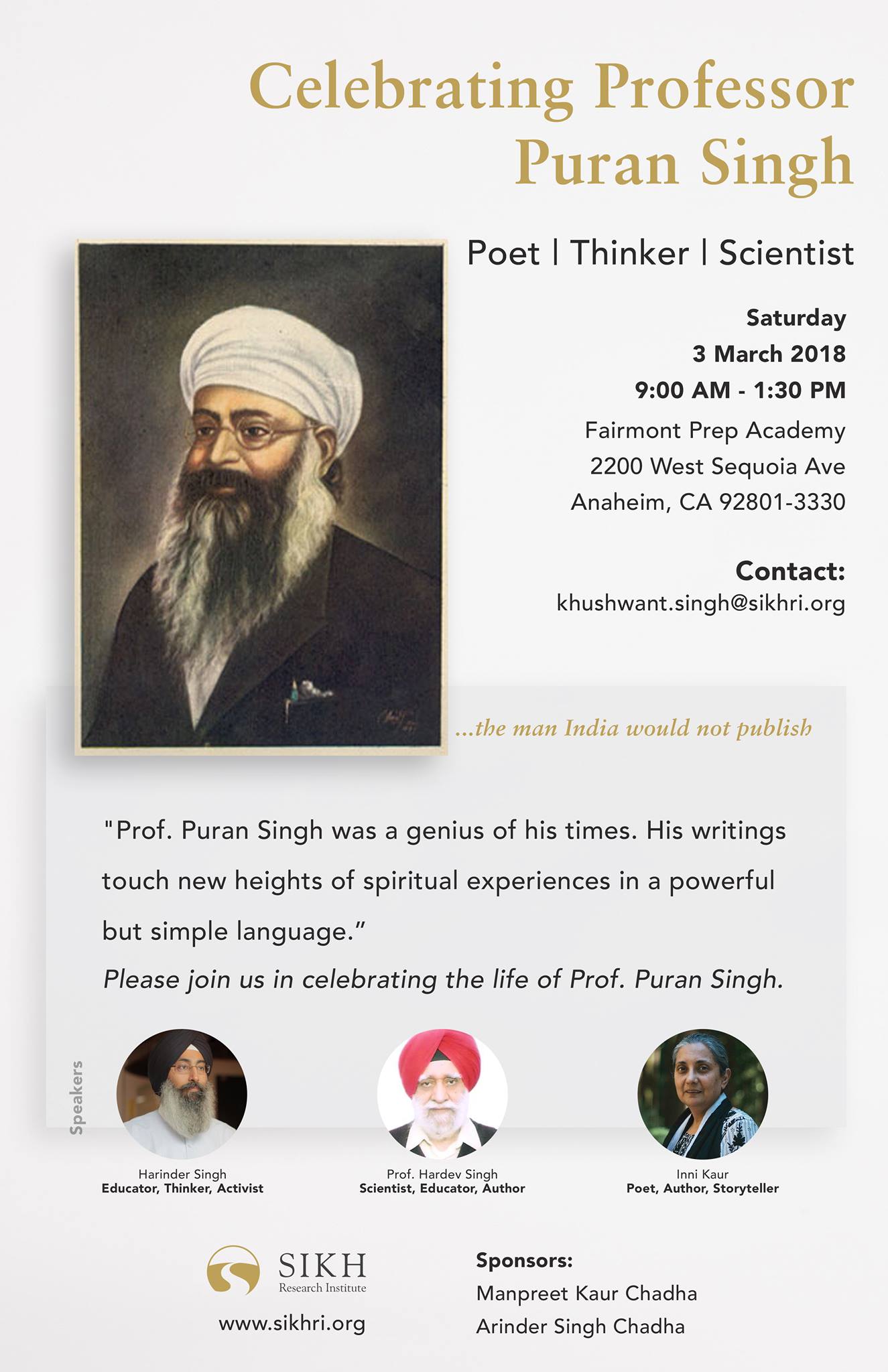 Celebrating Professor Puran Singh: Poet, Thinker, Scientist - Mar 03 ...