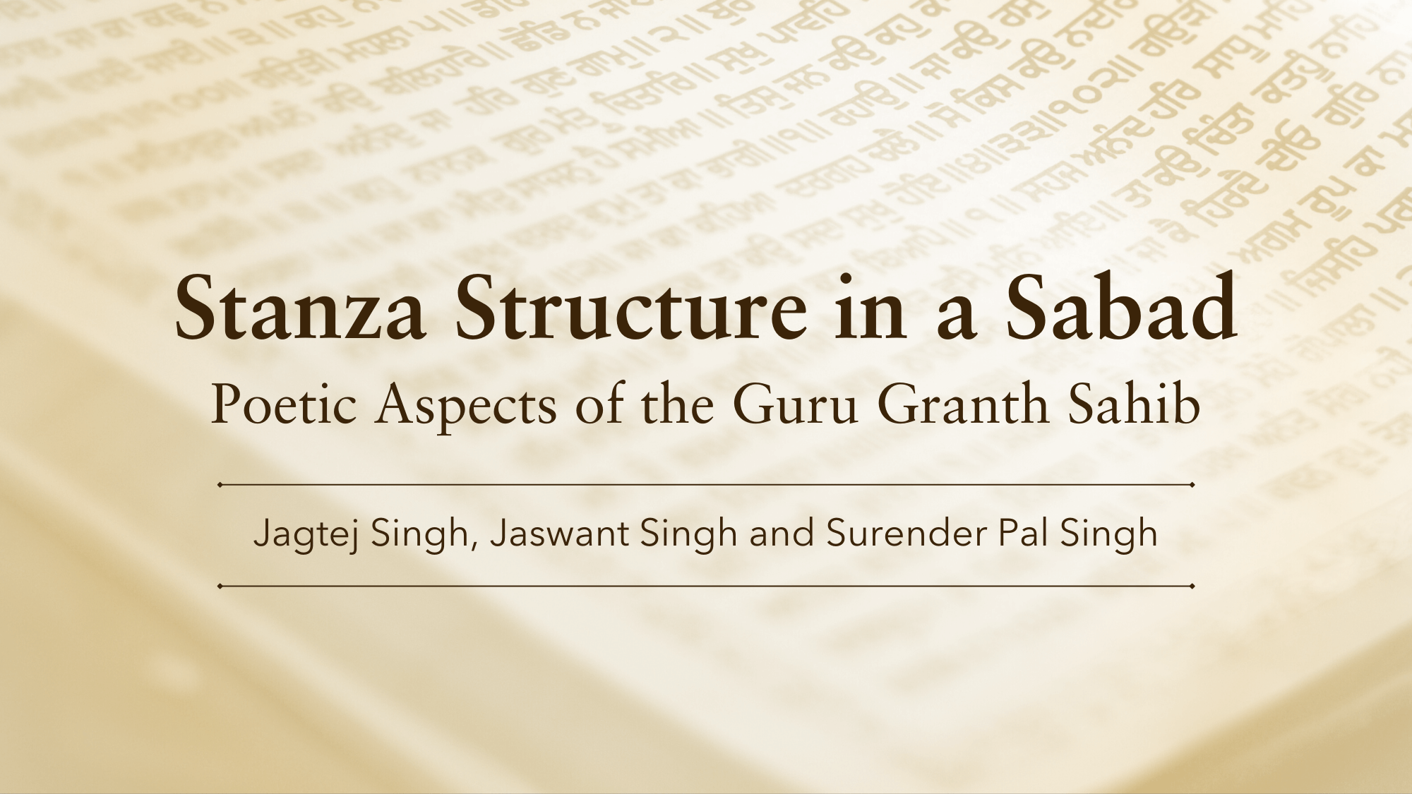 Stanza Structure in a Sabad