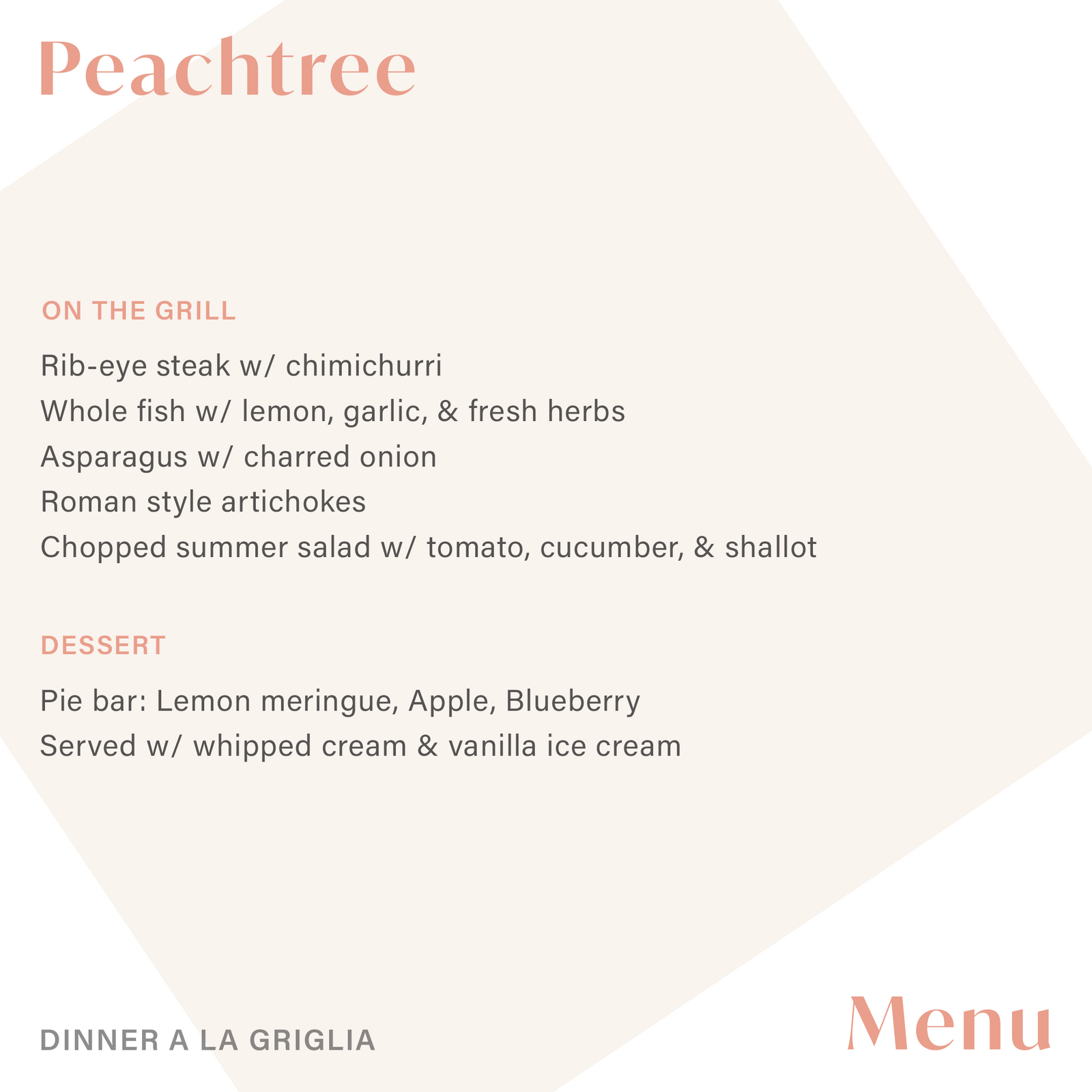 Menus — Peachtree Catering and Events