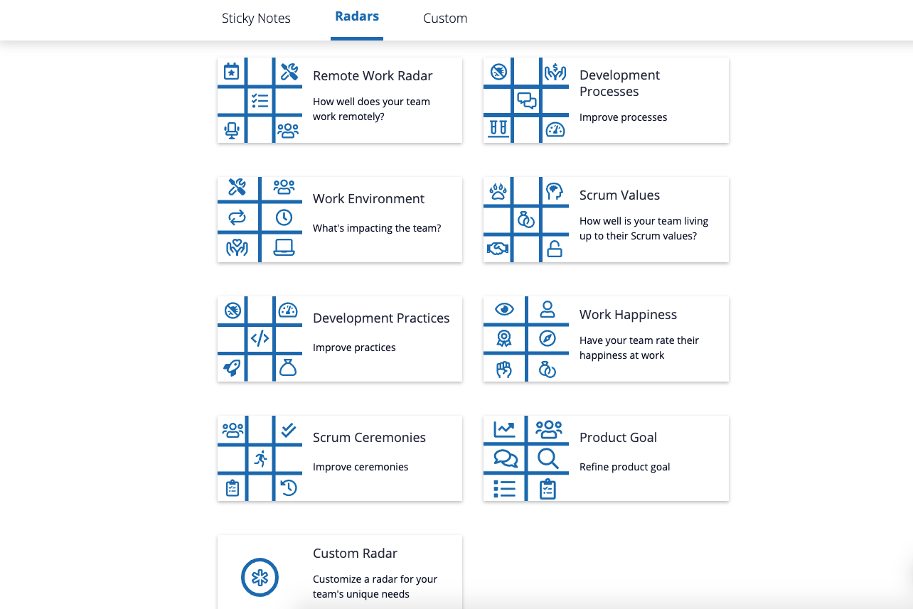 Create & customize a team radar template