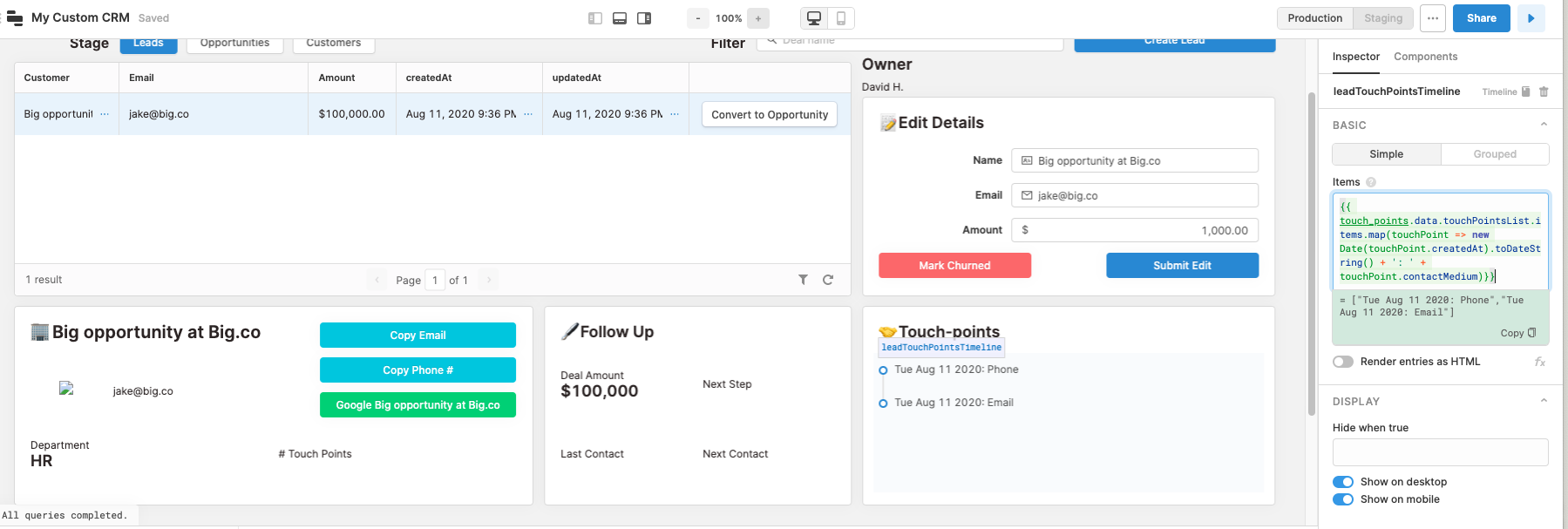 Develop a Custom CRM using Retool and 8base | 8base Blog