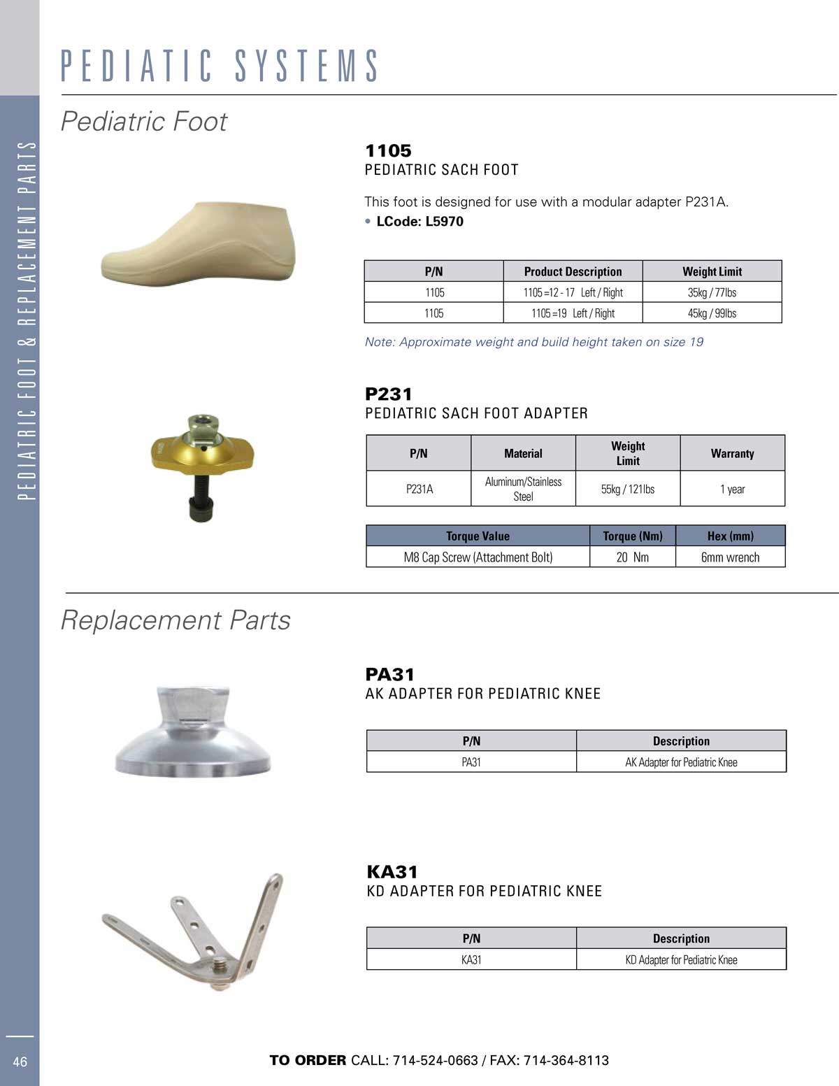 ST&G Pediatric Components | ST&G | Prosthetic Pediatrics